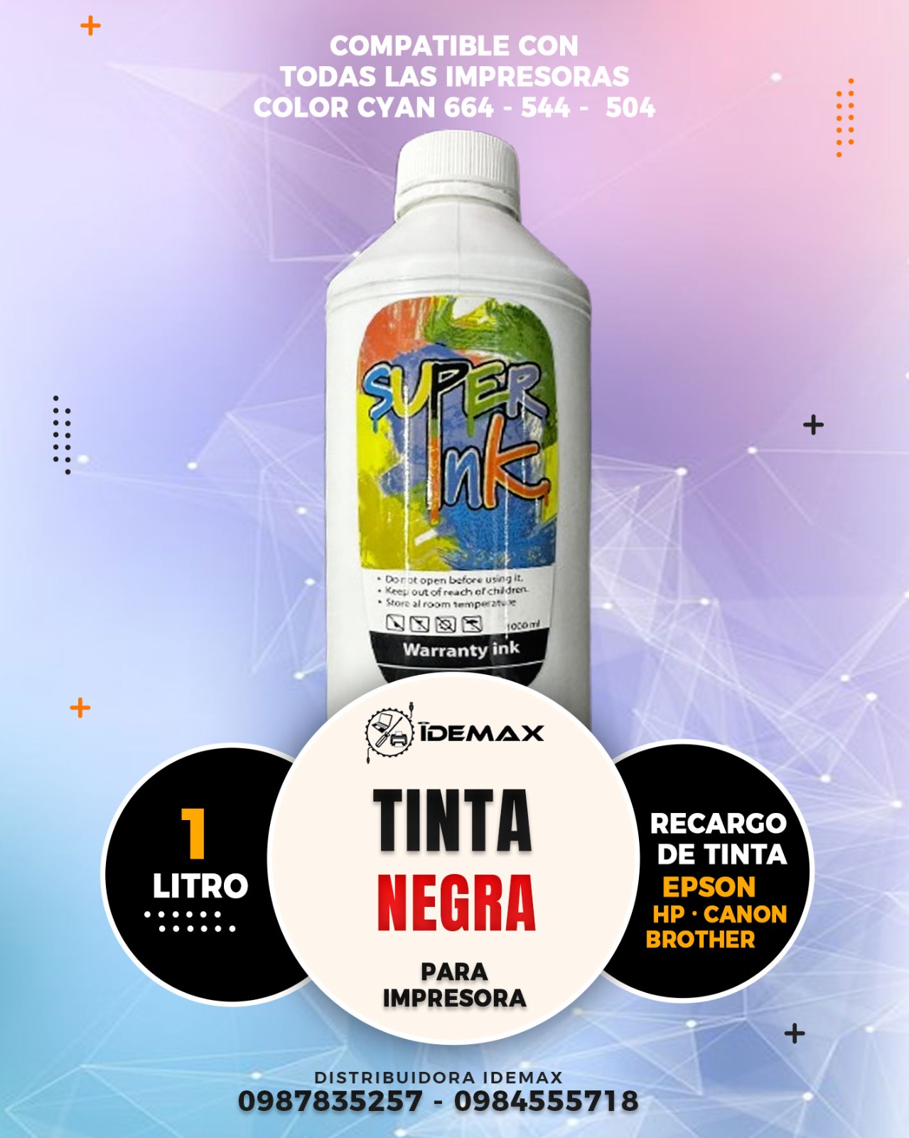 TINTA NEGRA SUPERINK 1 LITRO - Distribuidora Idemax